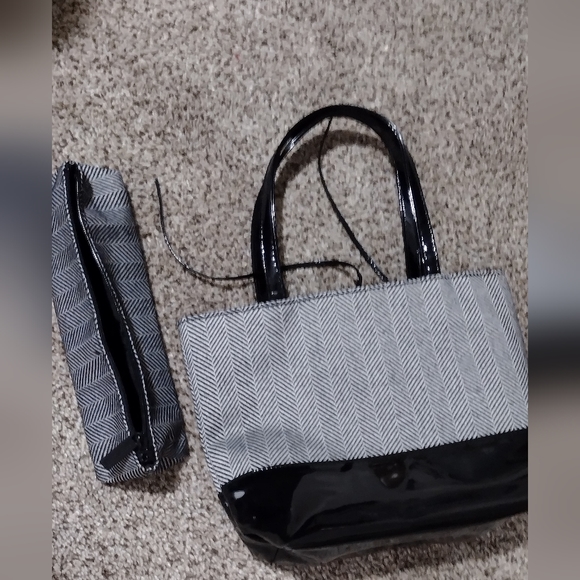 Estee Lauder | Bags | Este Lauder Grey And Black Mini Handbag | Poshmark